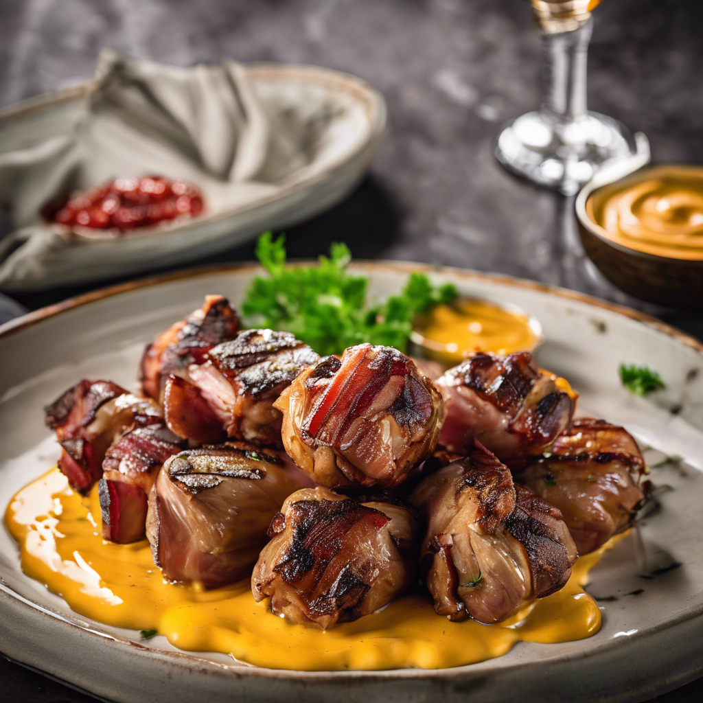 Bacon-Wrapped Grilled Chicken Livers with Spicy Aioli