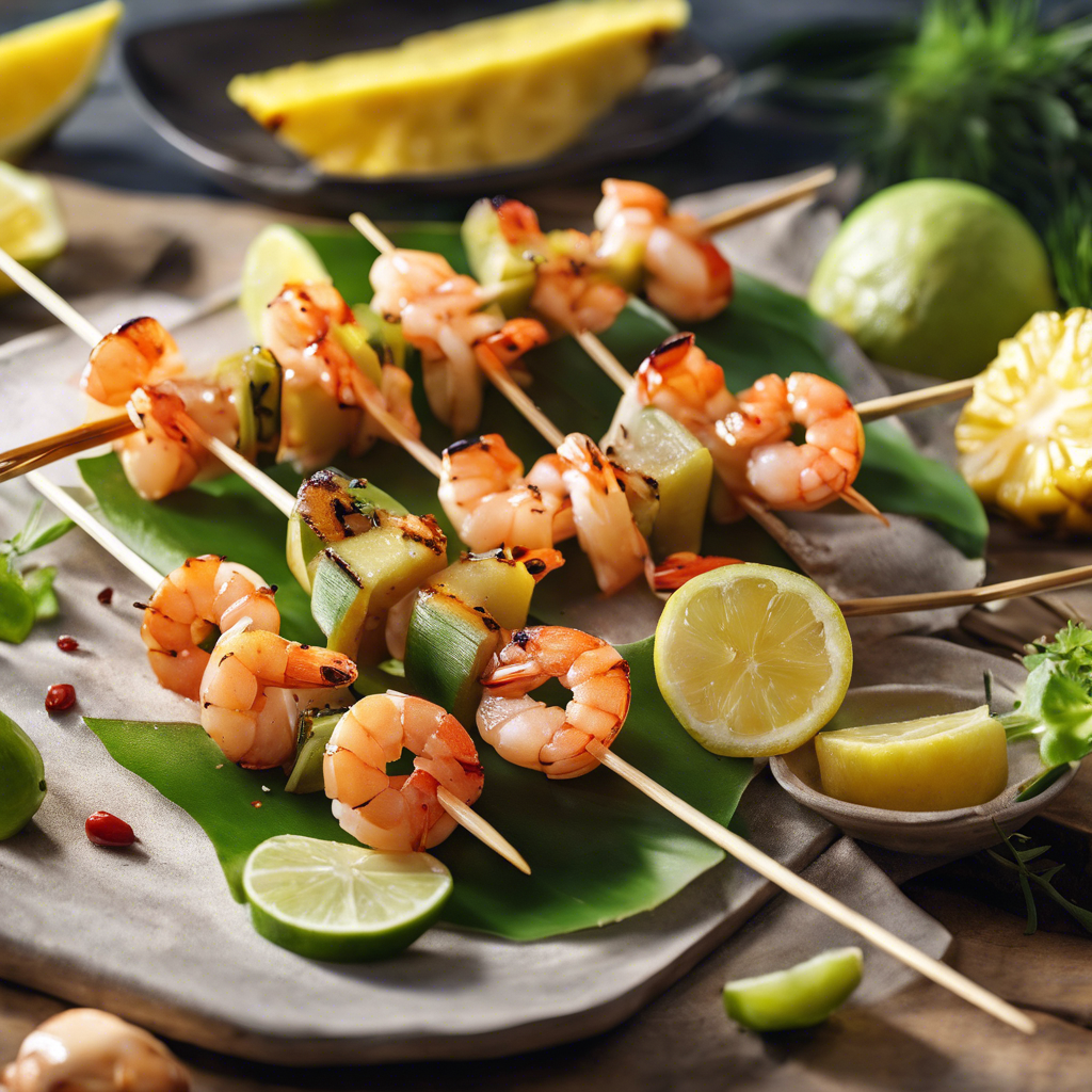 Lemongrass Shrimp Skewers with Pineapple Chunks