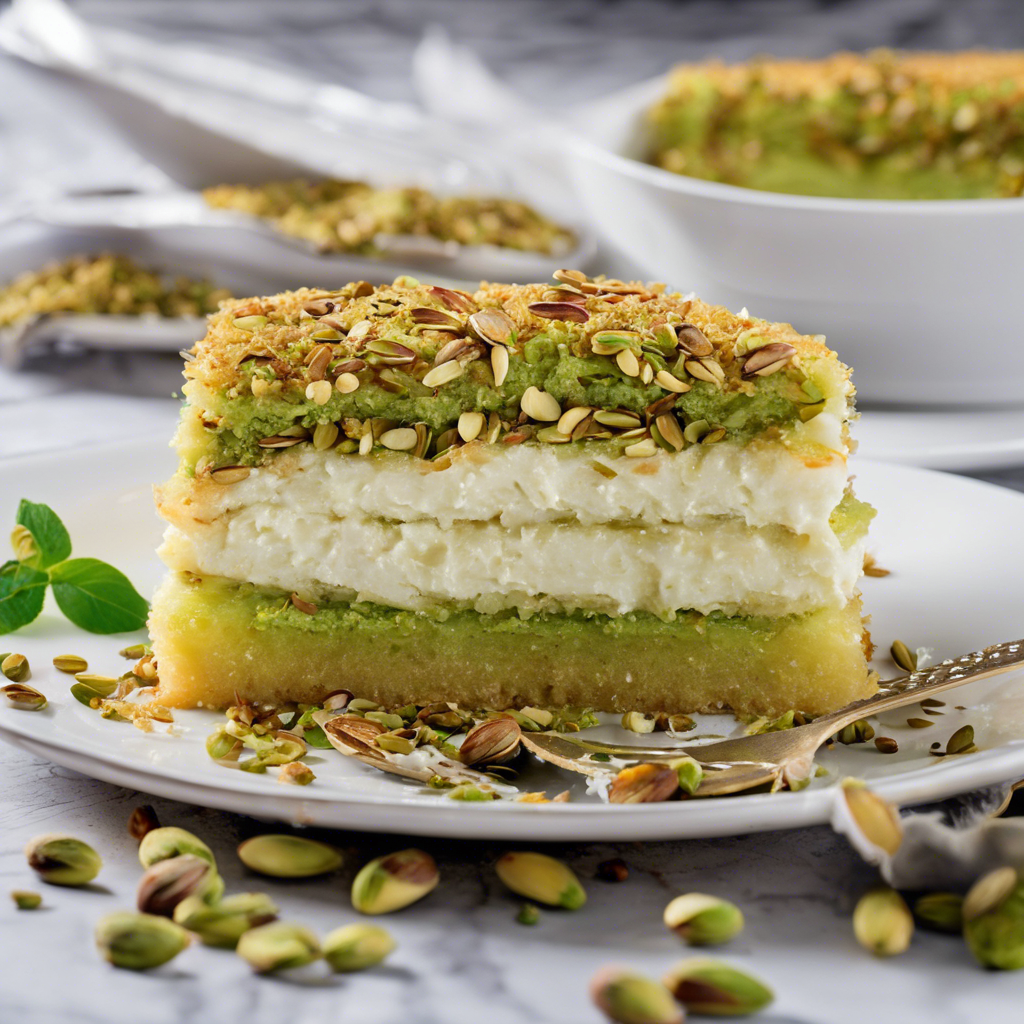 Pistachio Kunafa with Creamy Ricotta Cheese