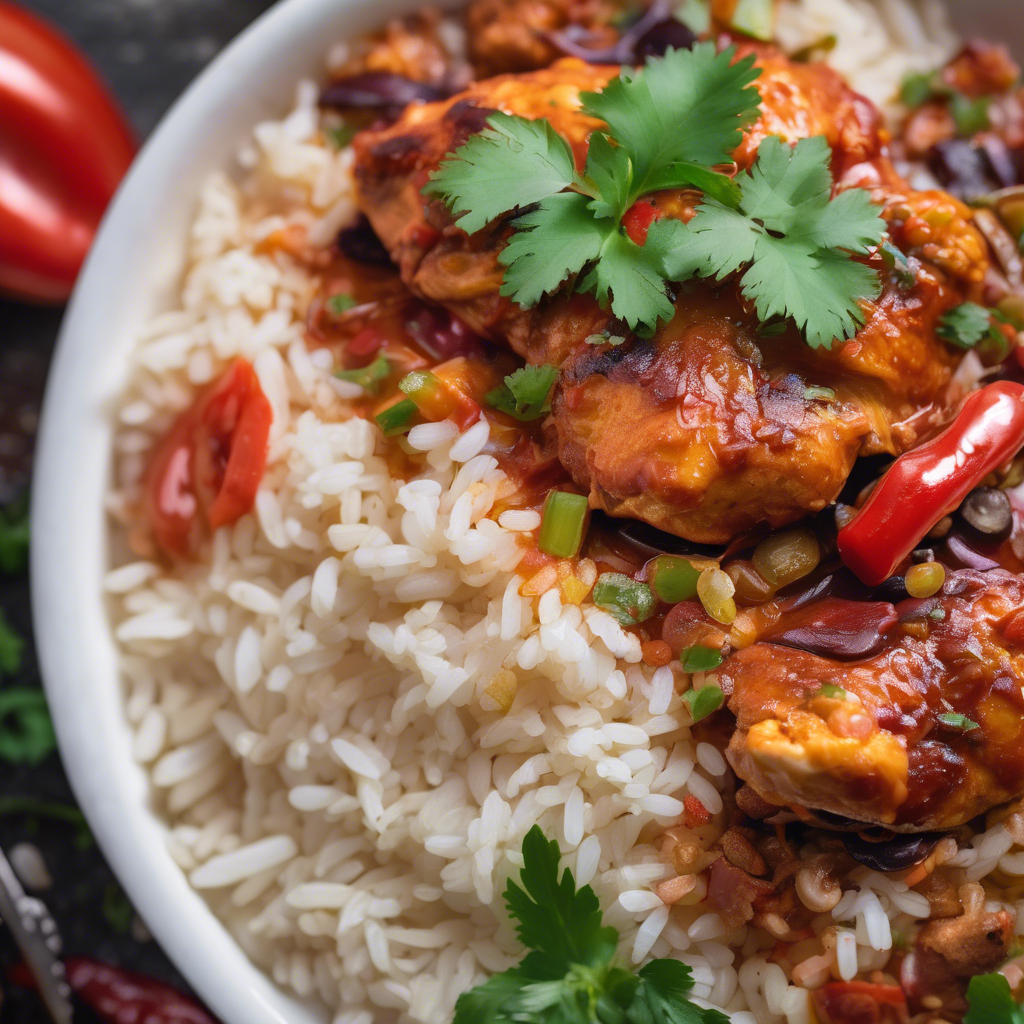 Spicy Mexican Chicken Stew over Rice